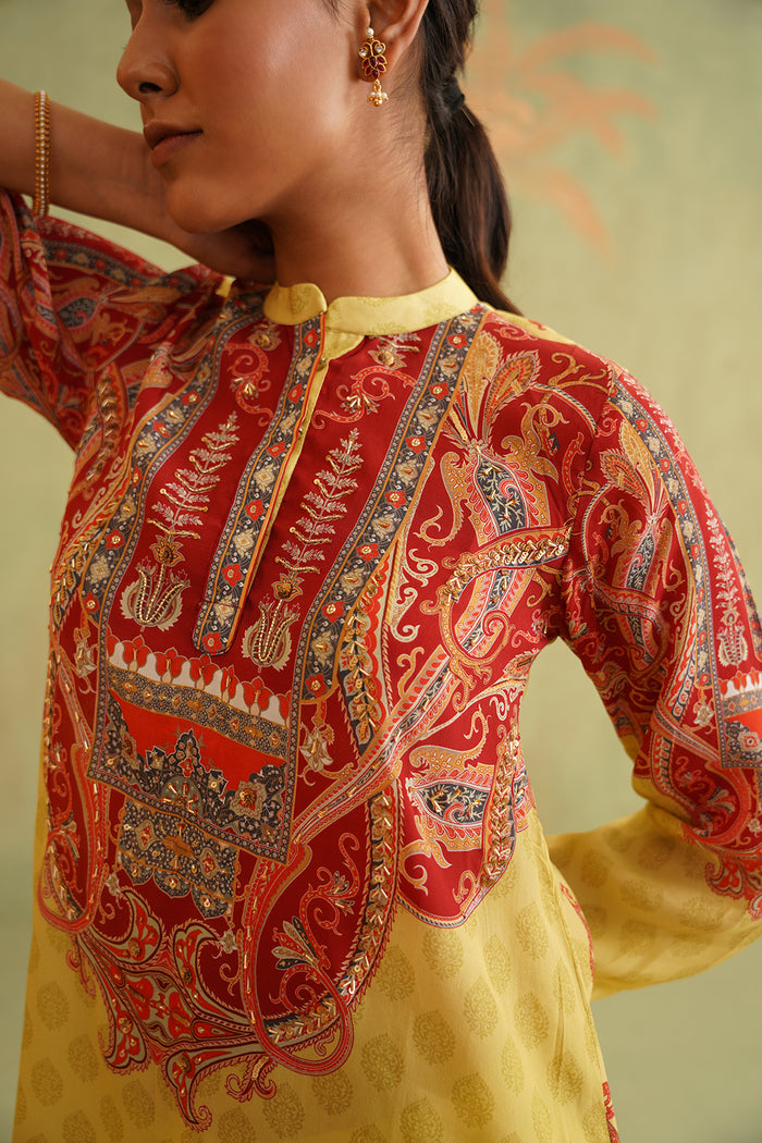 SUNSHINE YELLOW HAND EMBROIDERED MATHCING SET